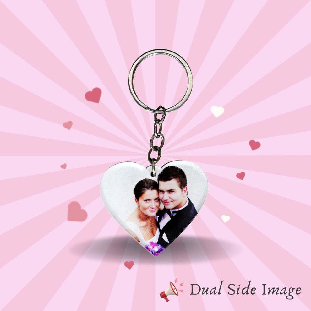 Acrylic Custom Photo Keychain Heart - Personalized Photo & Quote ...